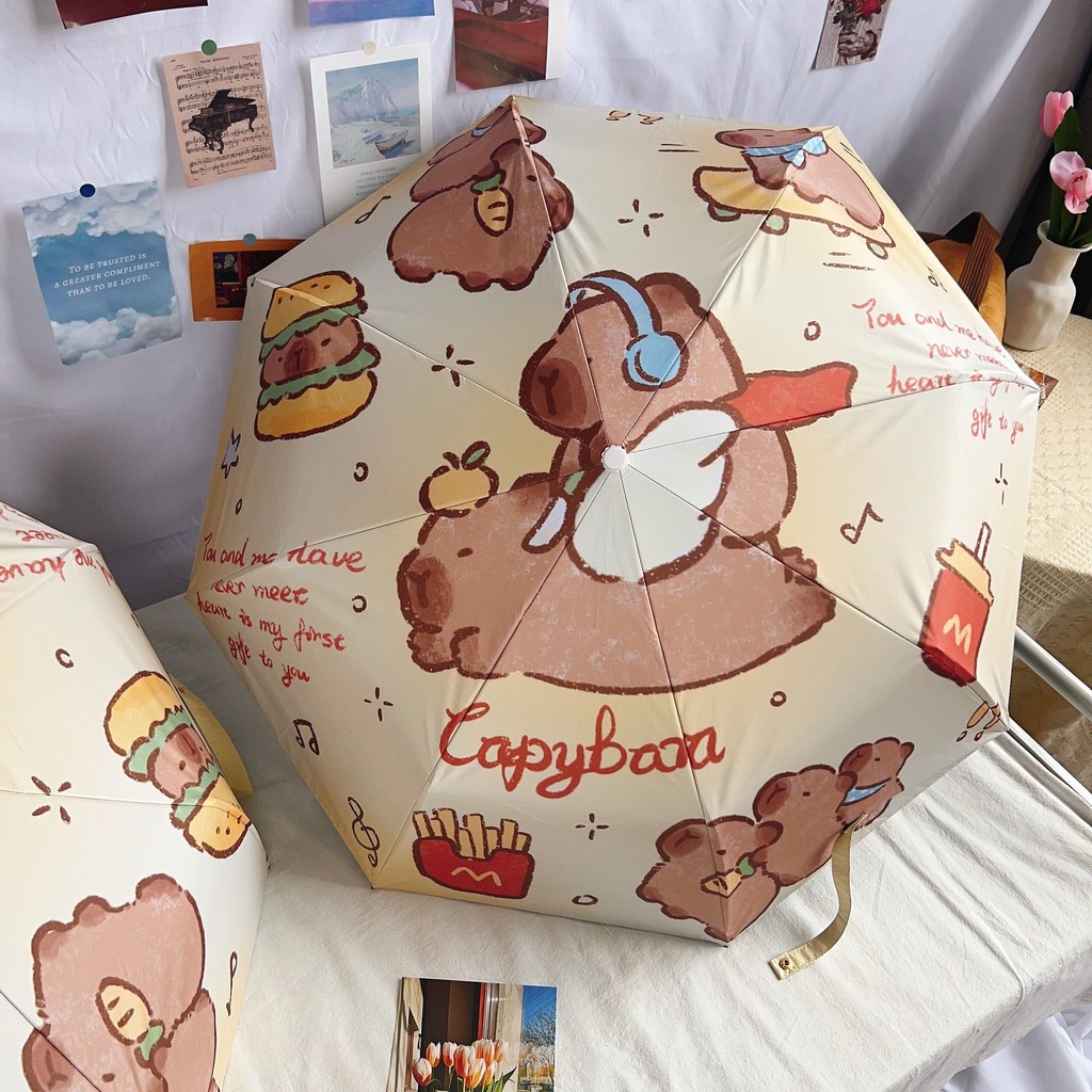Kapibara ร่มอัตโนมัติ ins Niche การ์ตูน Capybara Rain หรือ Rain Dual ...