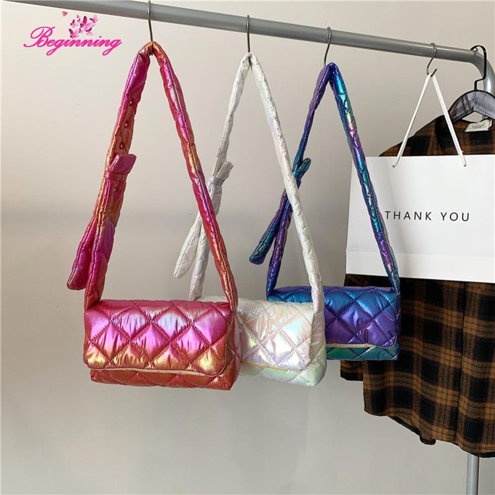 เริ่มต้น Gradient Color Commute Bag Fashion Quilted Messenger Bag ...