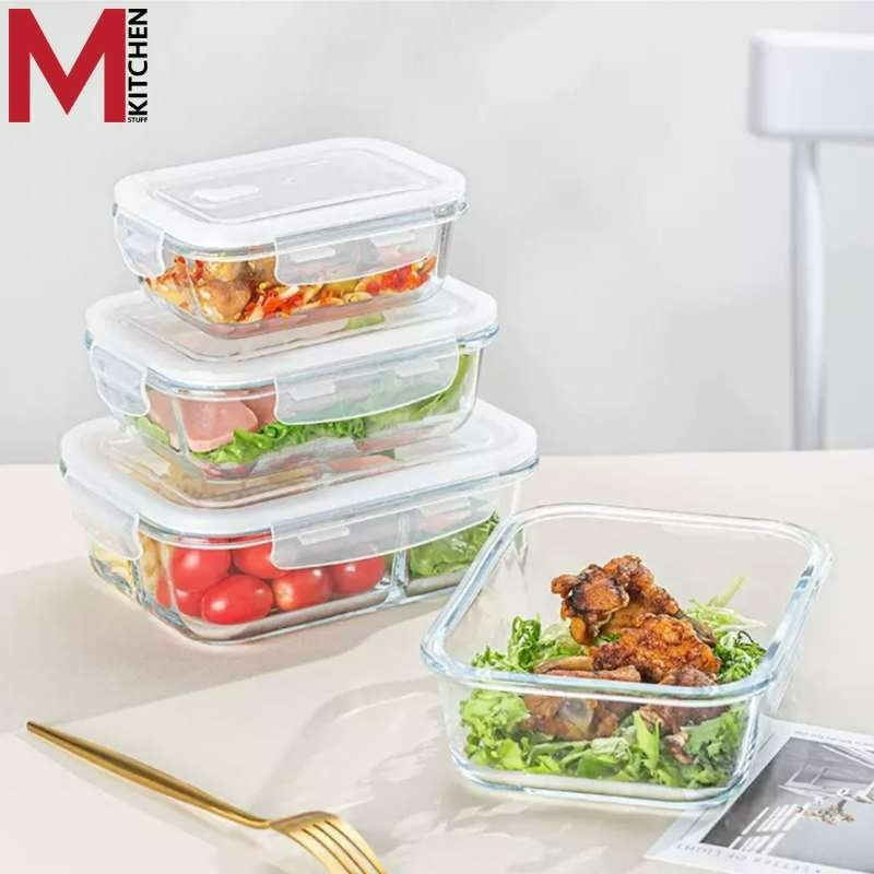 M KITCHEN กล่องแก้วถนอมอาหาร กล่องอาหารแก้ว กล่องข้าว มีให้เลือก 3 ขนาด ...