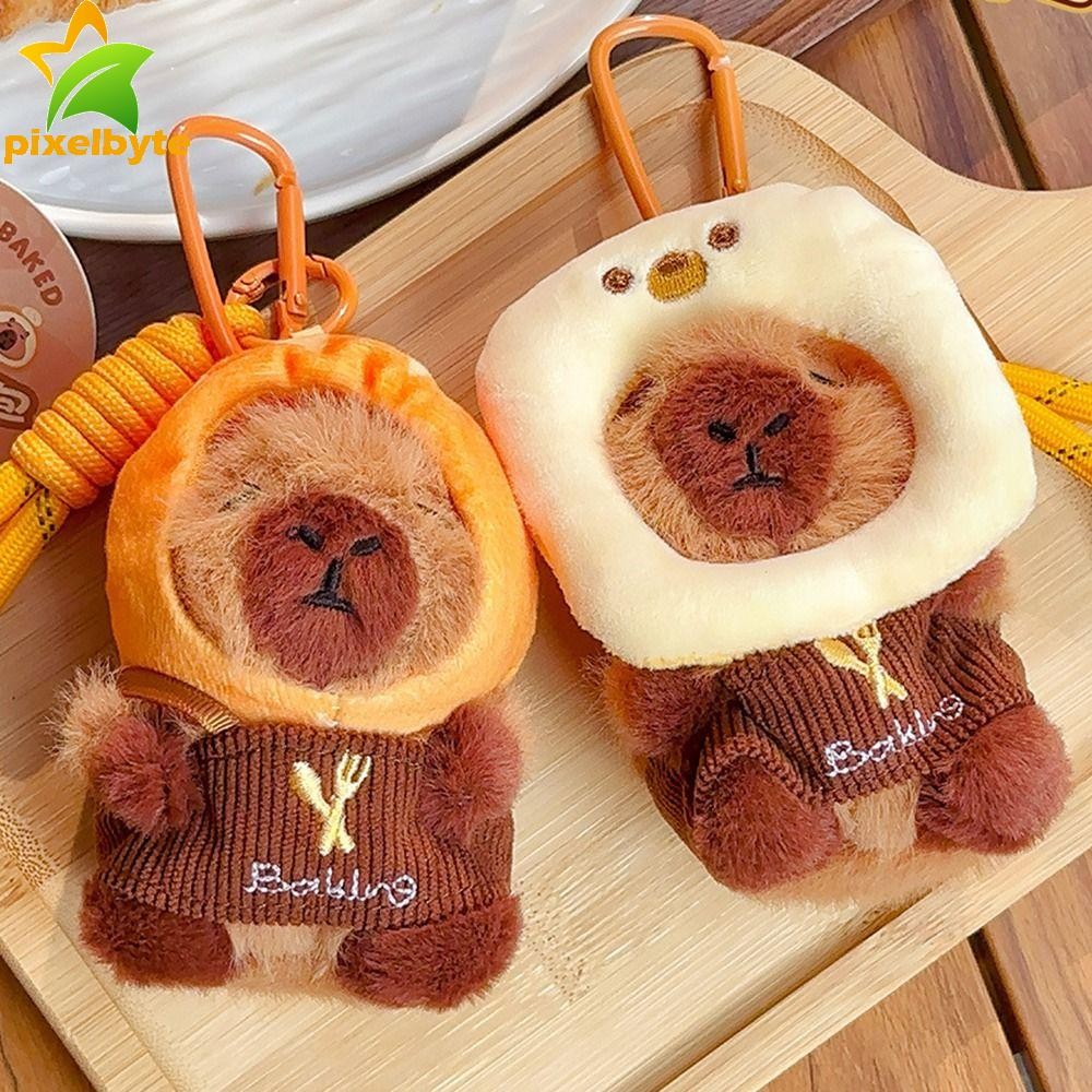 PIXELBYTE Capybara ตุ๊กตาจี้, ขนมปัง Capybara สัตว์ตุ๊กตาพวงกุญแจการ์ตูน, Capibara อะนิเมะ ...