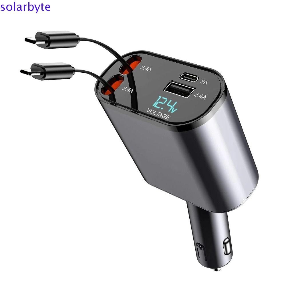 SOLARBYTE ที่ชาร์จแบตในรถ, 4 in 1 120W Fast Charger เครื่องชาร์จโทรศัพท์ในรถยนต์, พลาสติก 80 ซม. ...
