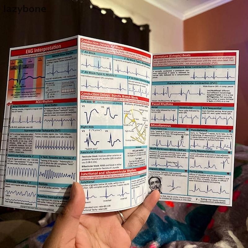{LZ} คู่มือพกพา EKG, EKG Rhythm Interpretation, การ์ดอ้างอิงแบบพกพาขนาด ...