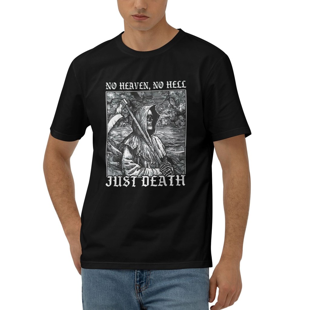 No Heaven No Hell Just Death Occulti Reaper เสื้อยืดผ้าฝ้ายซาตานิก ...