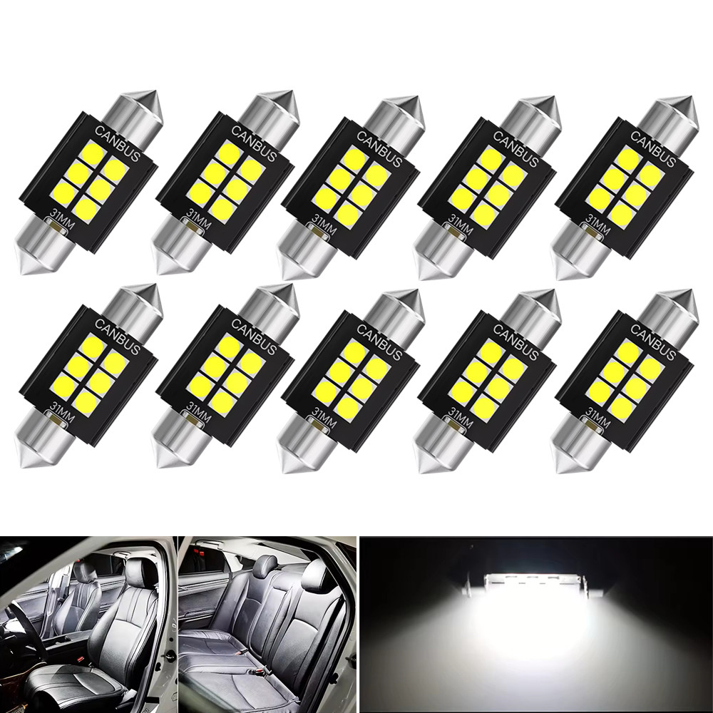 10 PCS C10W C5W LED สัญญาณโคมไฟ CANBUS 31 มม.36 มม.39 มม.41 มม.Festoon หลอดไฟ LED ภายในรถอ่านโดม ...