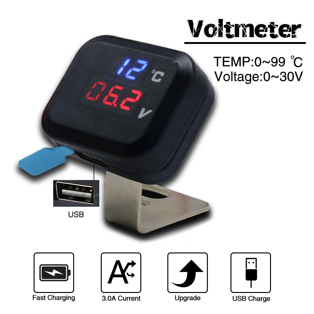 【ET GAME】3 in 1 วัดโวลท์มอเตอร์ไซค์ โวลต์มิเตอร์ไฟ วัดอุณหภูมิอากาศ เกจ ...