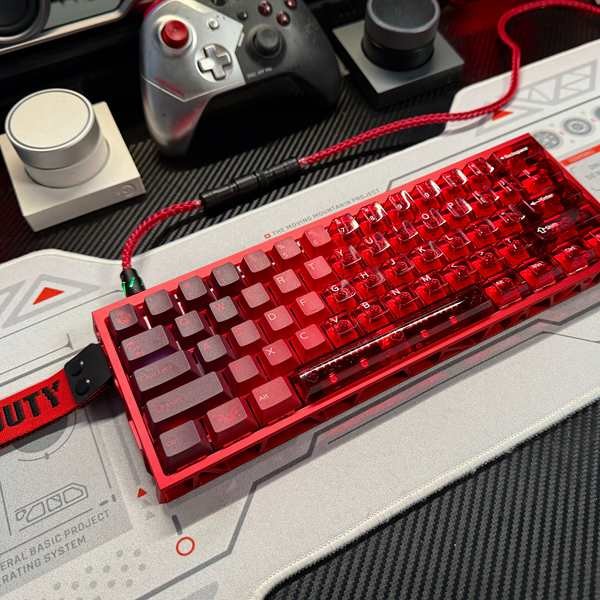 keycap Red Flame Dragon Keycap PBT ระเหิดห้าด้าน + PC โปร่งใสสองหมุดสี ...