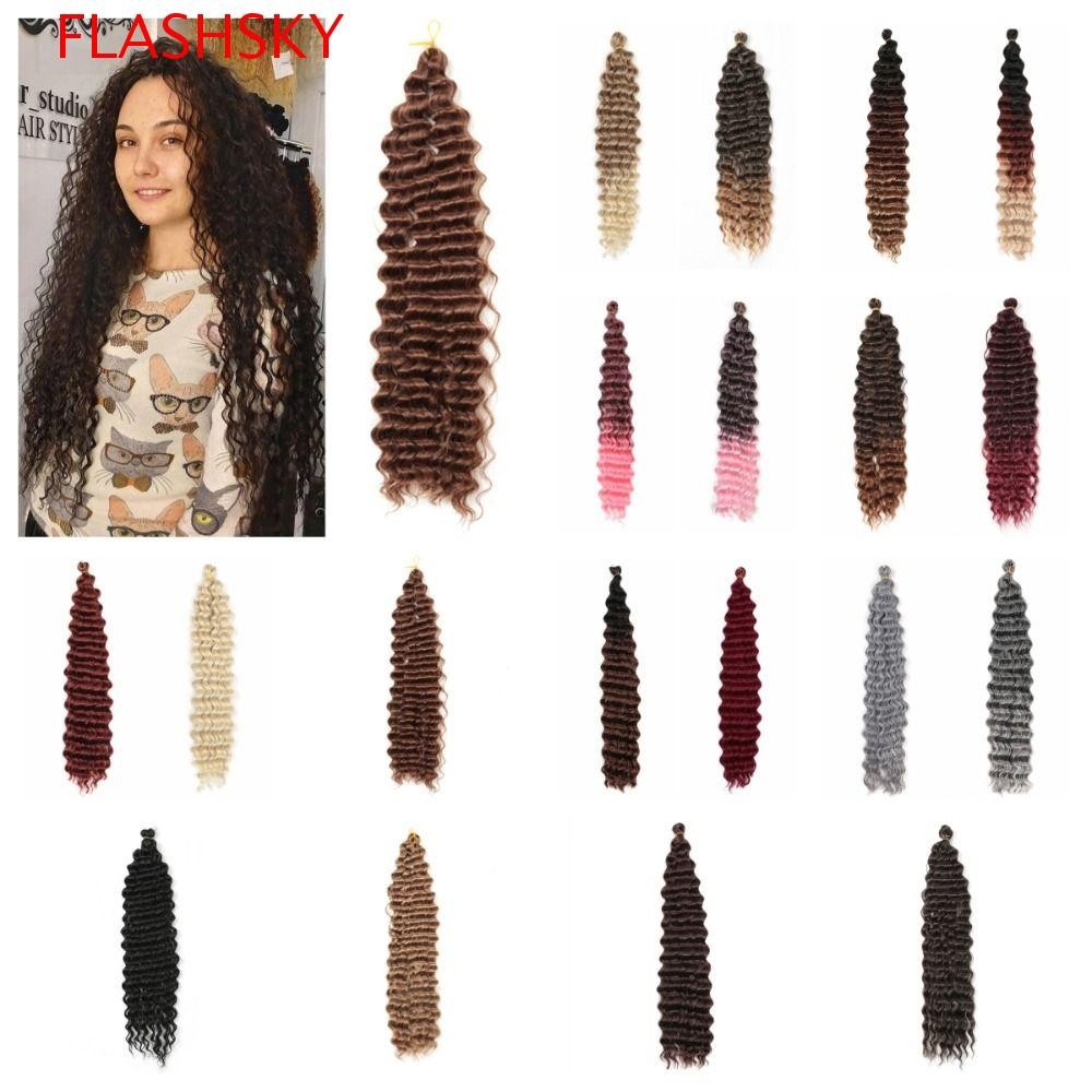 Flashsky Deep Twist โครเชต์ผม, Ombre ผมสังเคราะห์ Braid ผม, 22 นิ้ว ...