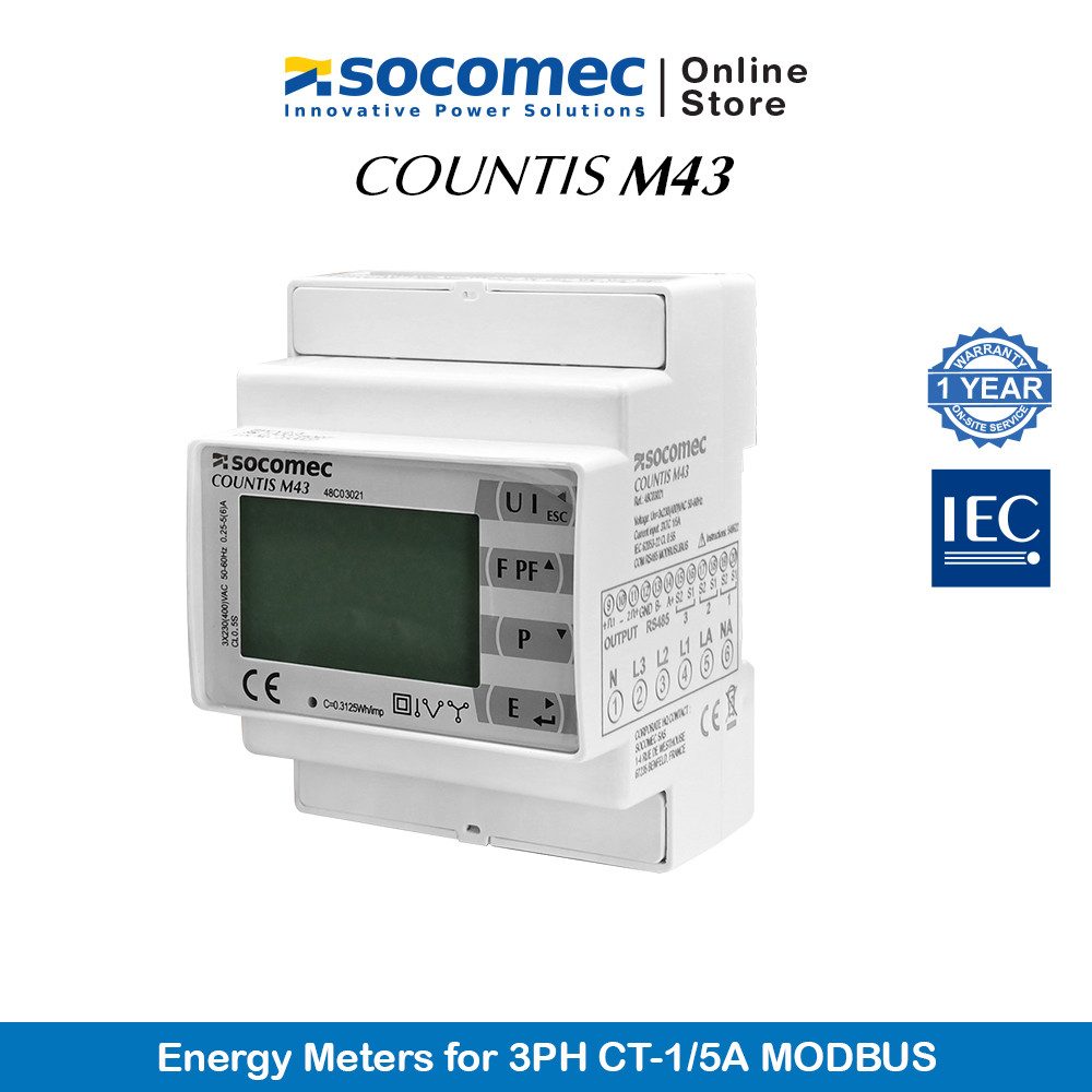 Socomec Countis M43 CT Input With RS485 MOSBUS Communication | 48C03021 | Socomec | Shopee Thailand