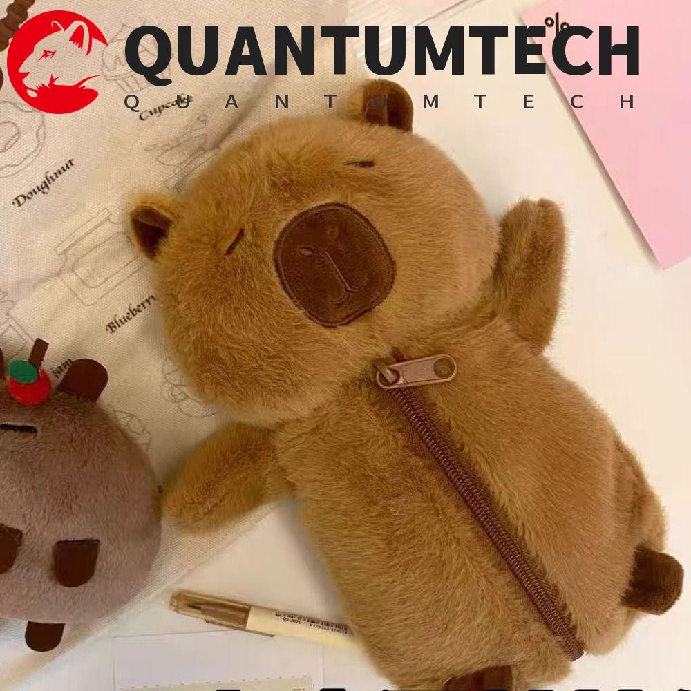 QUANTUMTECH Capybara Plush ปากกากระเป๋า,ขนาดใหญ่ความจุซิปการ์ตูน Capybara ตุ๊กตาตุ๊กตา,กรณีดินสอ ...
