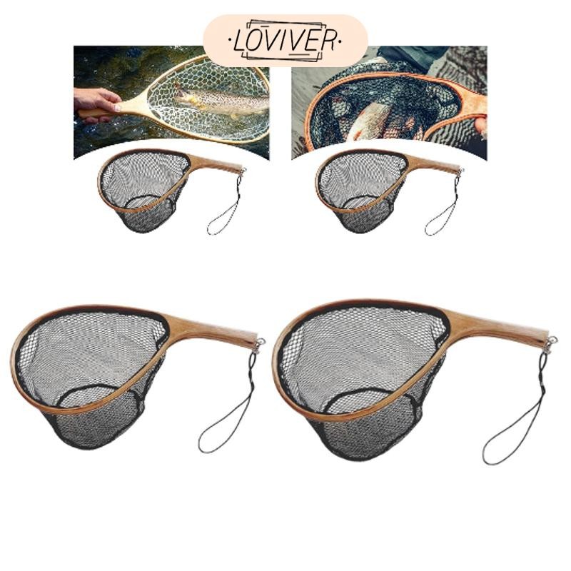 Fly Fishing Landing Net Ergonomic Wood Handle Nonslip Grip Wading Net ...