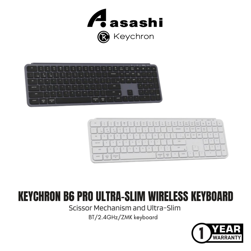 Keychron B6 Pro 109Key คีย์บอร์ดไร้สายขนาดเต็มบางเฉียบ | Shopee Thailand