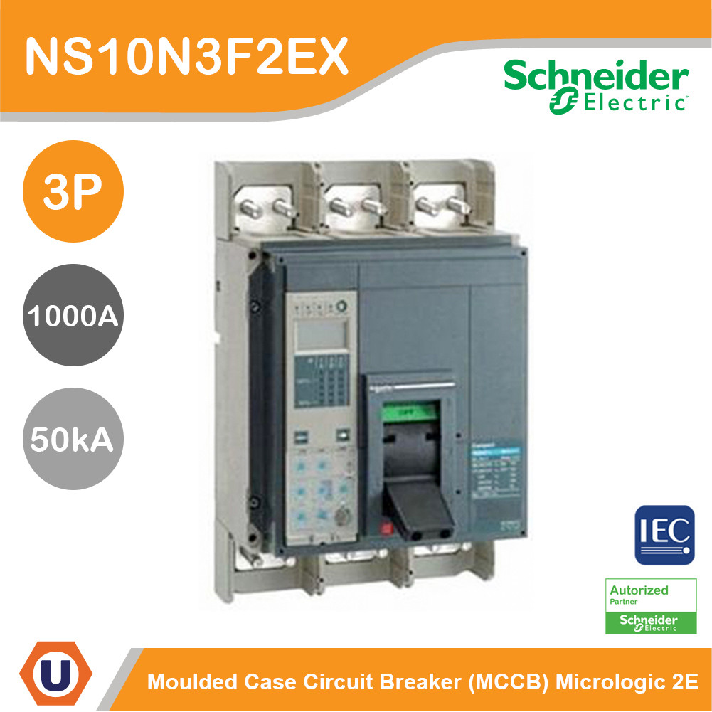 Schneider Moulded Case Circuit Breaker Micrologic 2E 1000A 3P 50kA (แบบมีจอแสดงผล) l NS10N3F2EX ...