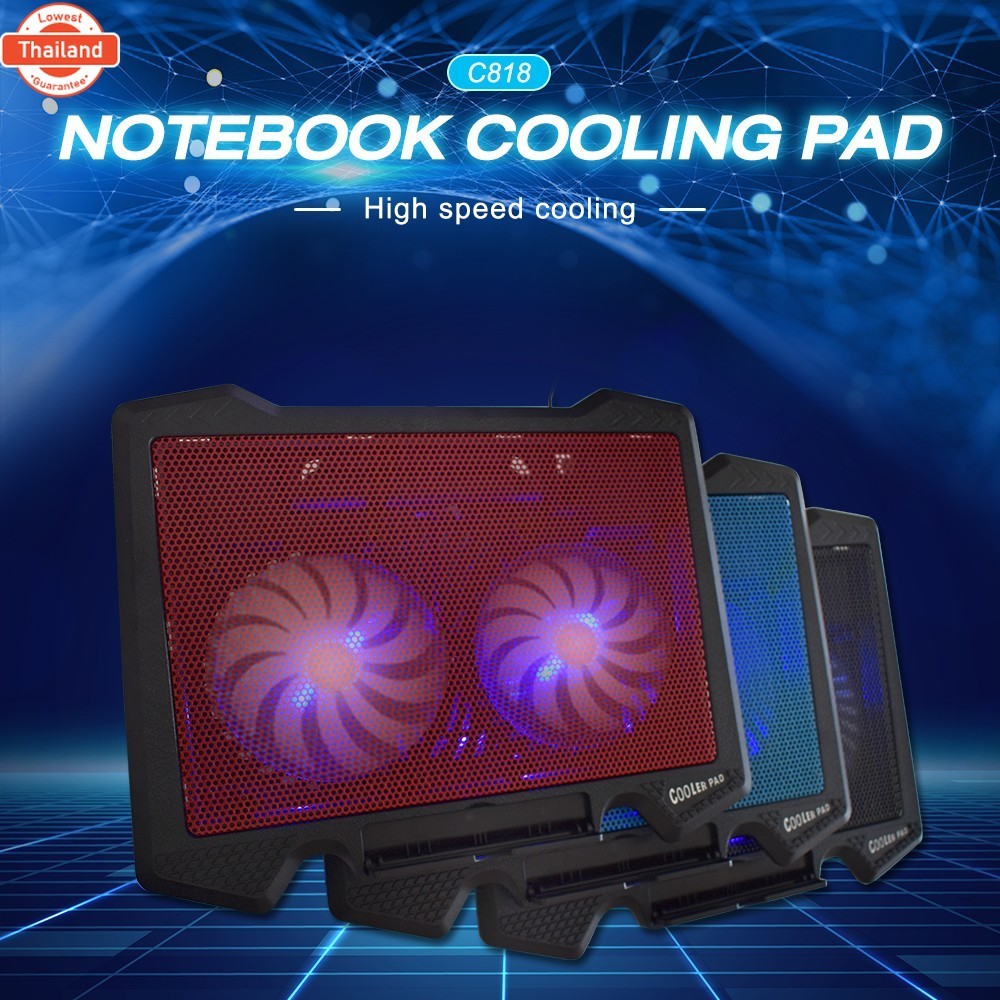 แท้ OKER C818 NOTEBOOK COOLING PAD Red สีแดง แท่นระายความร้อนได้ดี ...