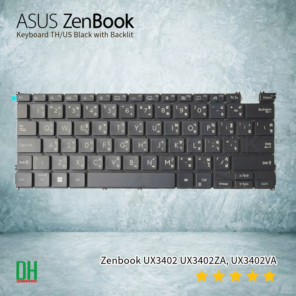 คีย์บอร์ด ASUS Zenbook UX3402 TH/US สีดำ มีไฟ Backlit อะไหล่ OEM คุณภาพ ...