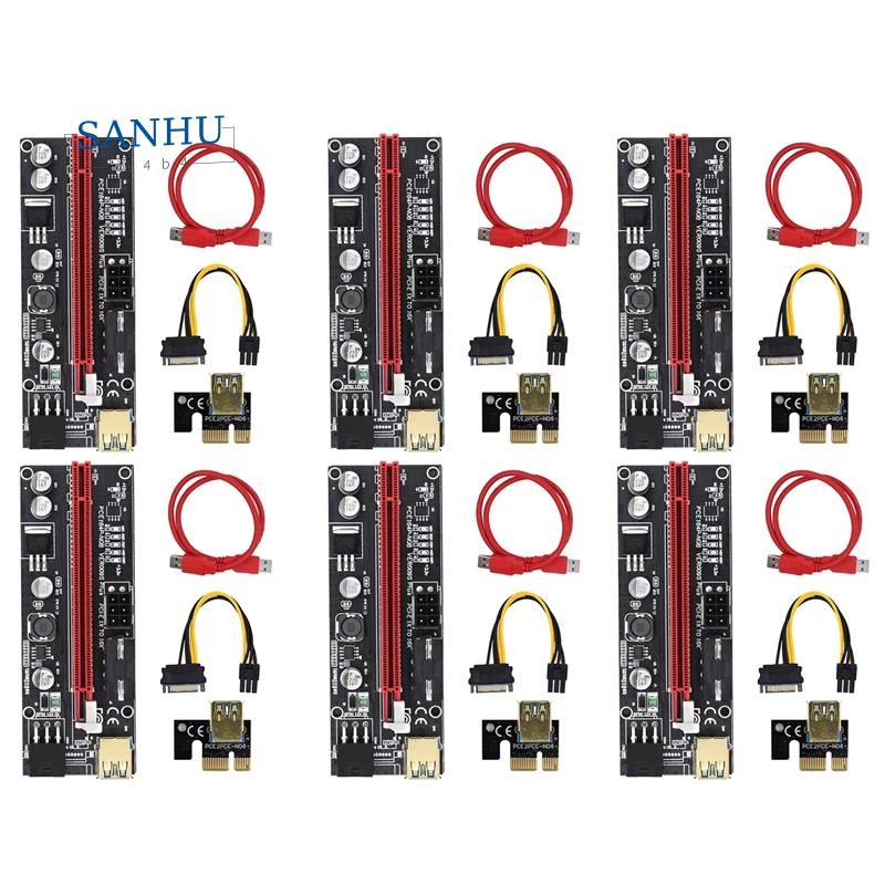 6 ชิ้น PCIE Riser 1X ถึง 16X กราฟิกการ์ดสําหรับ GPU Mining Powered ...
