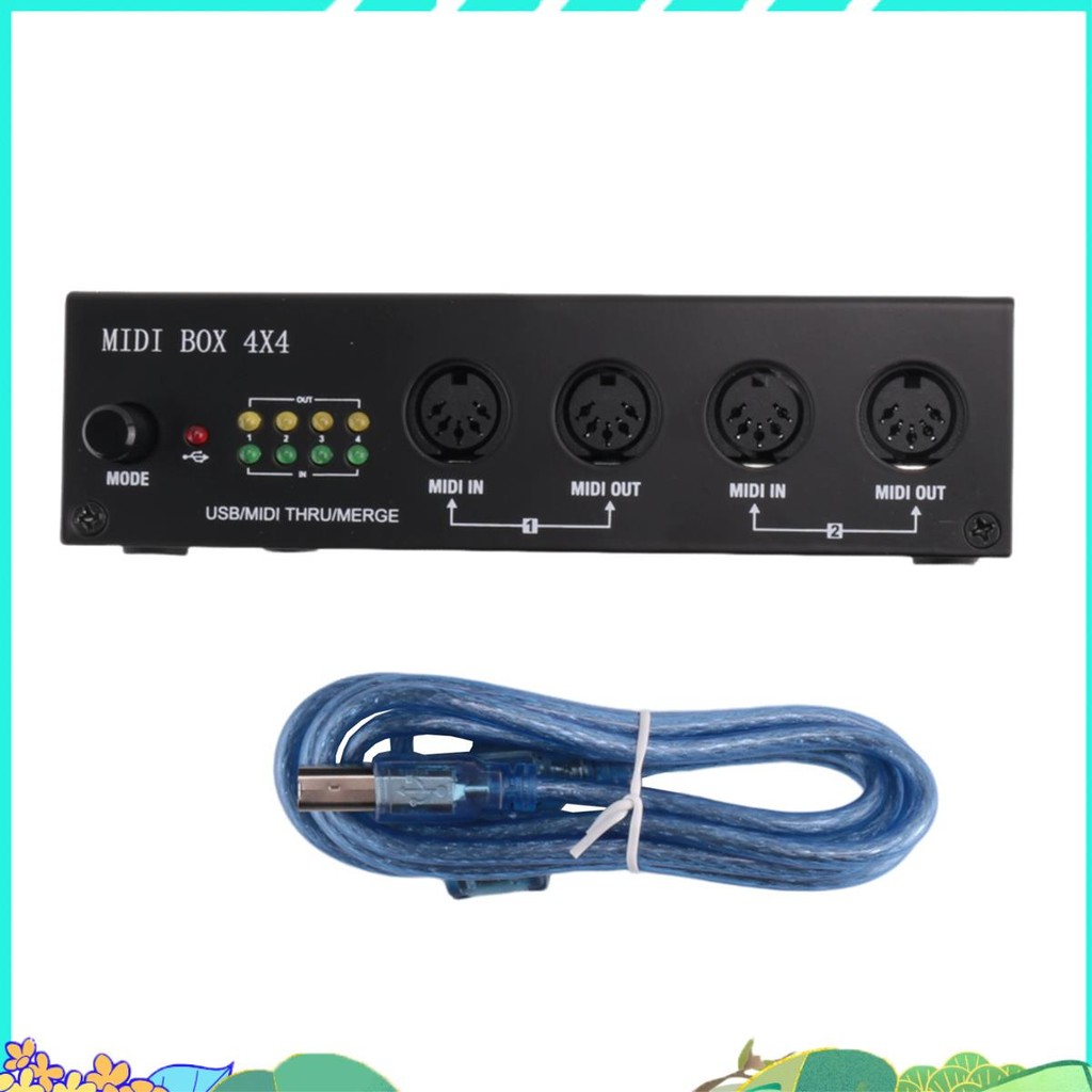 MIDI Box เครื่องดนตรีอินเทอร์เฟซ USB MIDI Merge Thru Box 64 ช่อง MIDI ...