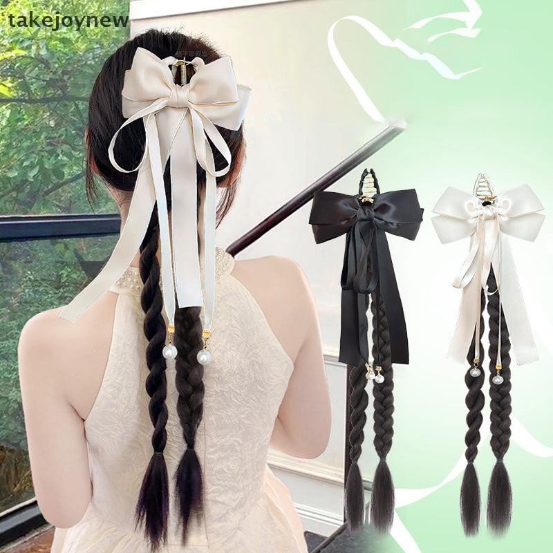 [takejoynew] วิกผม Braid วิกผมหางม้าหญิงคว้าคลิปคู่ผมหางม้าสูง Twist Braid วิกผมใหม่จีนธรรมชาติ ...