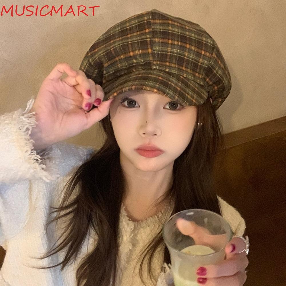 Musicmart Grid Beret Cap, โพลีเอสเตอร์บางลายสก๊อต Cloud Cap, Forward ...