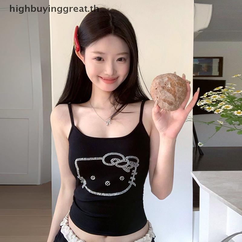 Hgth เสื้อชั้นในสตรีแฟชั่นการ์ตูน Rhinestone แขนกุด Slim พร้อมแผ่นรอง ...