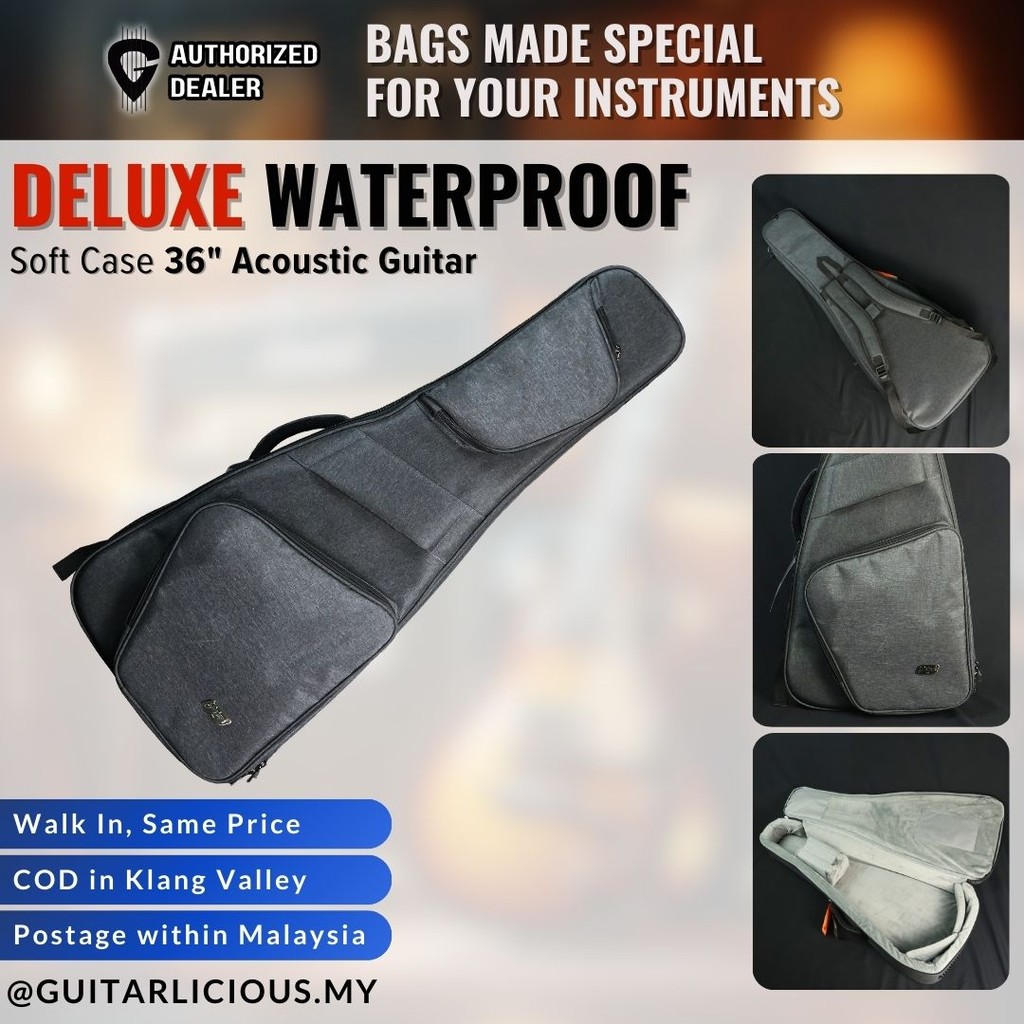 Deluxe Waterproof Soft Case 36" กระเป๋ากีต้าร์โปร่ง (B-2022) พร้อมเบาะ ...