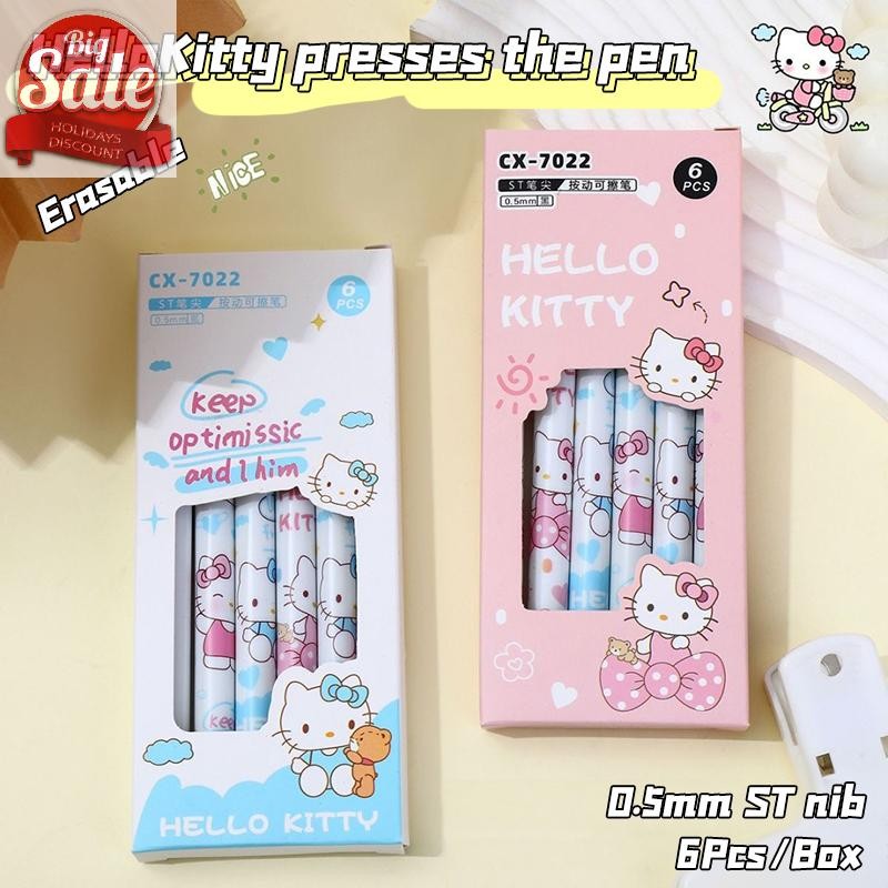 Af 6 ชิ้น Hello Kitty Erasable ปากกา Sanrio KT แมวเจลปากกากดปากกาน้ํา ...