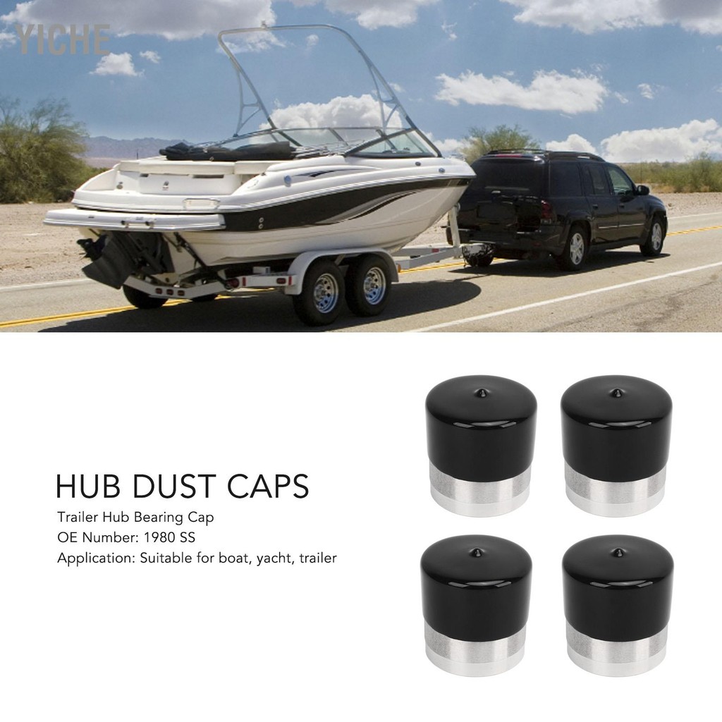 YiChe 4 Pcs Trailer Hub Bearing Caps 1980 SS Wheel Center Dust ...