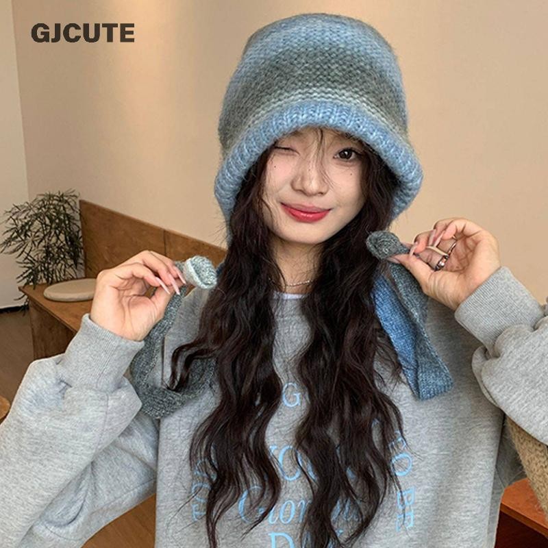 Gjcute 2in1 สุภาพสตรีโครเชต์หมวกหมวกถักหมวก Trapper สามารถเปลี่ยนเป็น ...