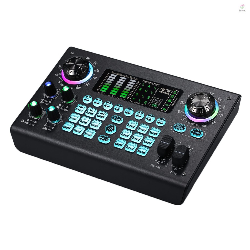 Multi-function Mixer การ์ดเสียงดิจิตอลแบบพกพา BT USB ผสมคอนโซลในตัว 48V ...
