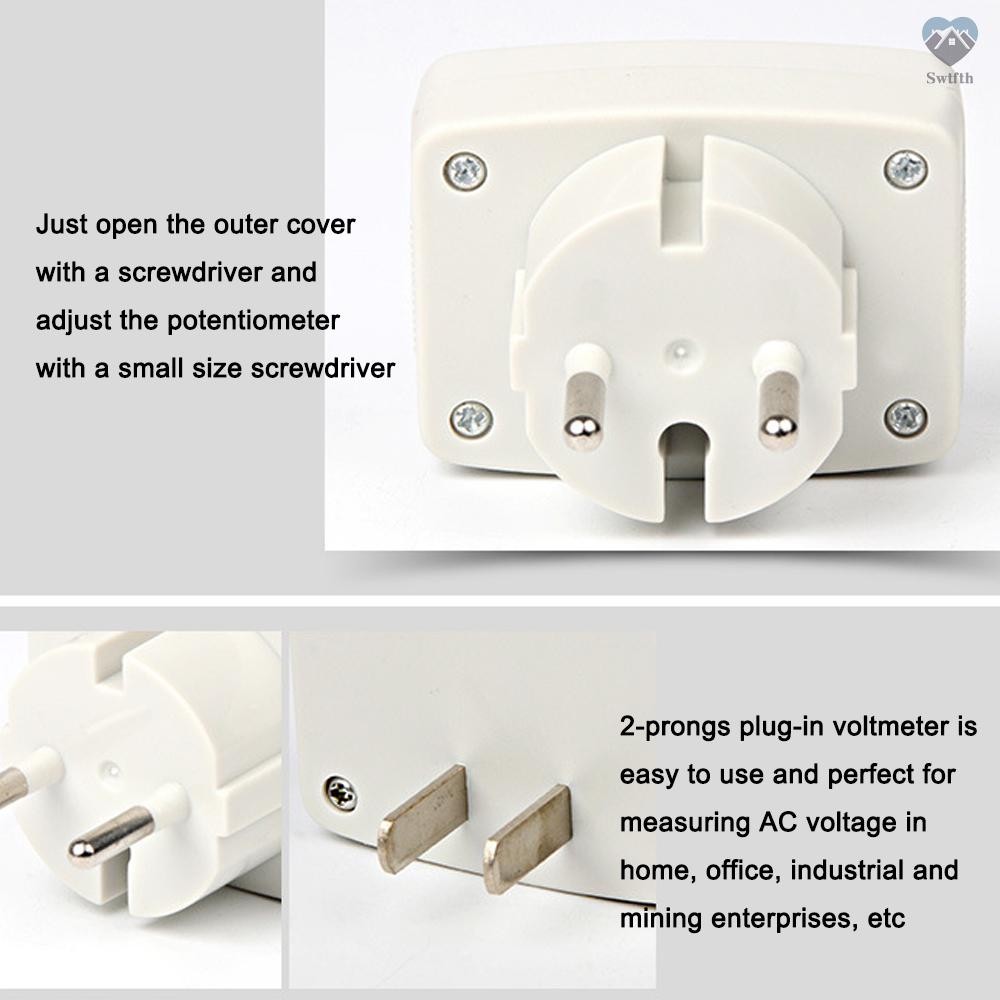 AC 80-300V LCD Digital Voltmeter Plug-Type Volt Gauge Meter 110V 220V ...
