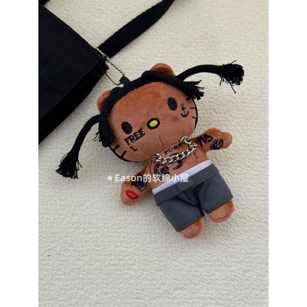 สไตล์ใหม่หนังสีดํา rapper Rap helloKitty จี้ห้อยกระเป๋าสกปรก Braid ...