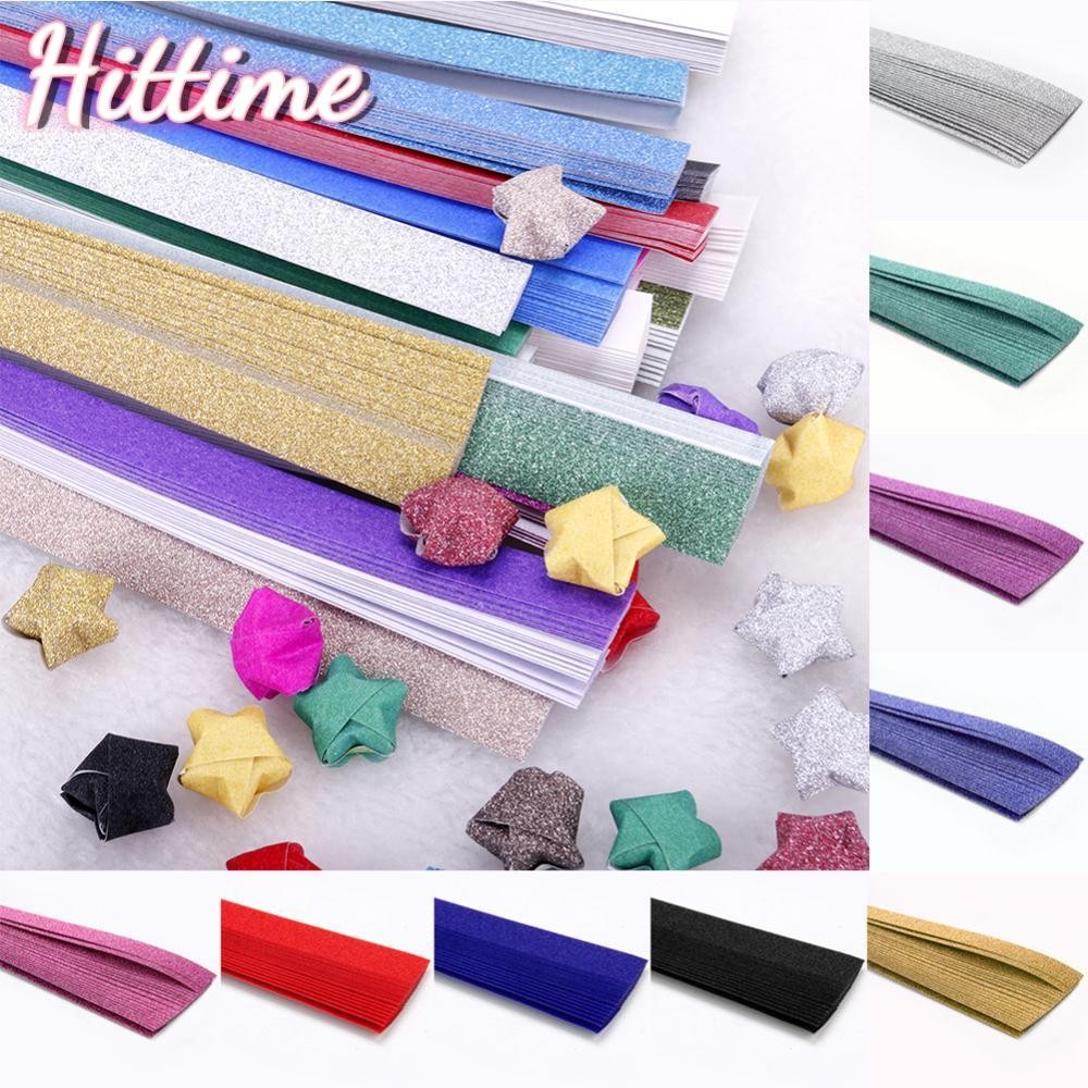 Hittime DIY กระดาษ Origami แบบพับได้ Glitter Bling เงา Lucky Wish Star Strip R1Z9 | Shopee Thailand