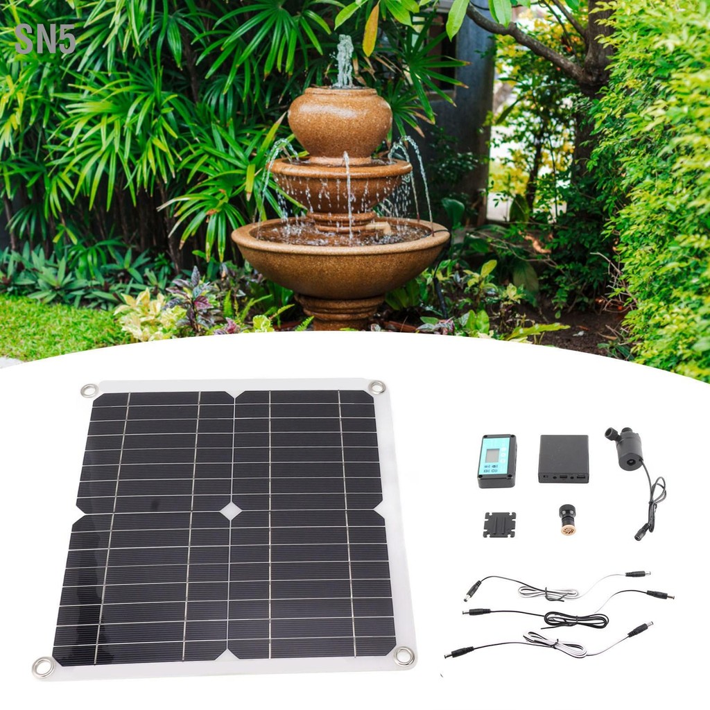SN5 Solar Water Pump Kit 50W Panel 22W Fountain with Battery Box Timing ...