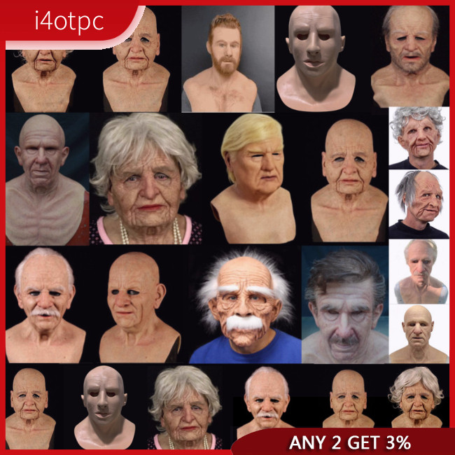 I4otpc คอสเพลย์หัวล้านชายชราริ้วรอยหน้ากากใบหน้าปาร์ตี้ฮาโลวีน Carnival Props | Shopee Thailand