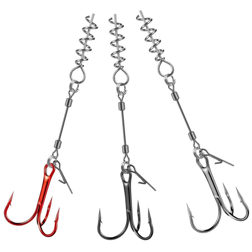 ⭐ มาใหม่⭐ Treble Hook Rig Set พร้อมลวดเหล็ก & Spring Lock (3 สี ...