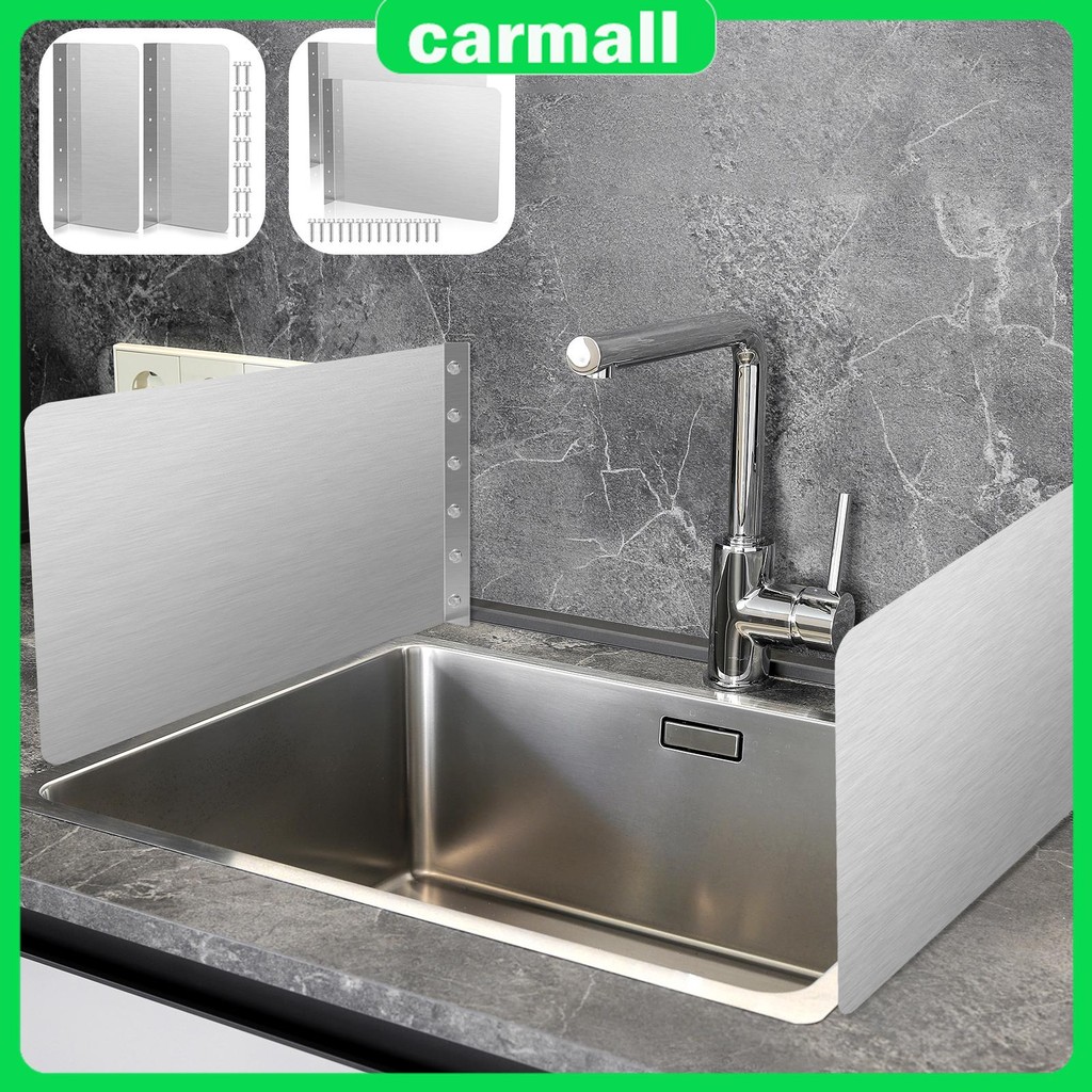 2 ชิ้นด้านข้าง Splash Guard กันสนิม Sink Side Splash Guard Wall Mount ...