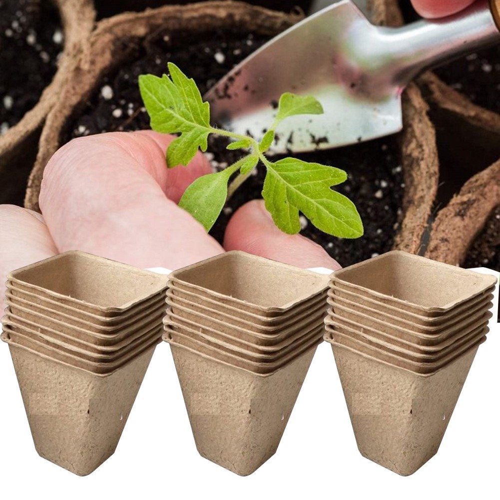 【VARSTR】Square Biodegradable Paper Pulp Peat Plant Pots Nursery Cup ...