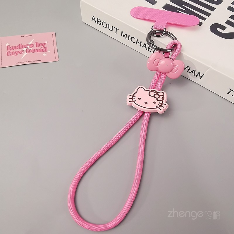 น่ารัก Hello Kitty สายรัดข้อมือ u Disk พวงกุญแจเชือกเส้นเล็กโทรศัพท์ ...