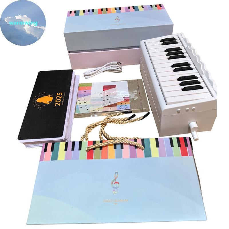 Warmwing เปียโนปฏิทิน 2025 ปฏิทินตั้งโต๊ะลําโพงไร้สายปฏิทินเปียโนขนาดเล็ก 52 สัปดาห์เพลงแผ่น ...