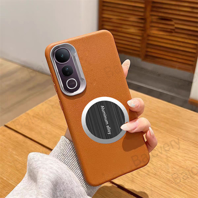 สําหรับ VIVO V50 5G V2427 Lite แม่เหล็กสติกเกอร์กาวแฟชั่นหนัง PU นุ่ม ...