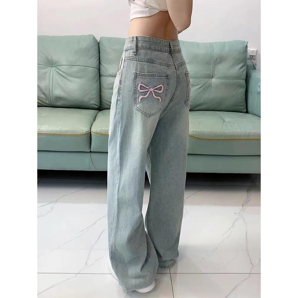 Ming-Ge ยีนส์ กางเกงยีนส์กระบอกกลางผ้ายืด แต่งกระเป๋าหลัง Jean Clothing ...