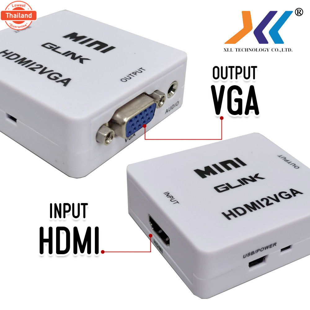 HDMI TO VGA ตัวแปลงสัญญาณ HDMI 1080p เป็น VGA 720p ตัวแปลงสัญญาณ Mini ...