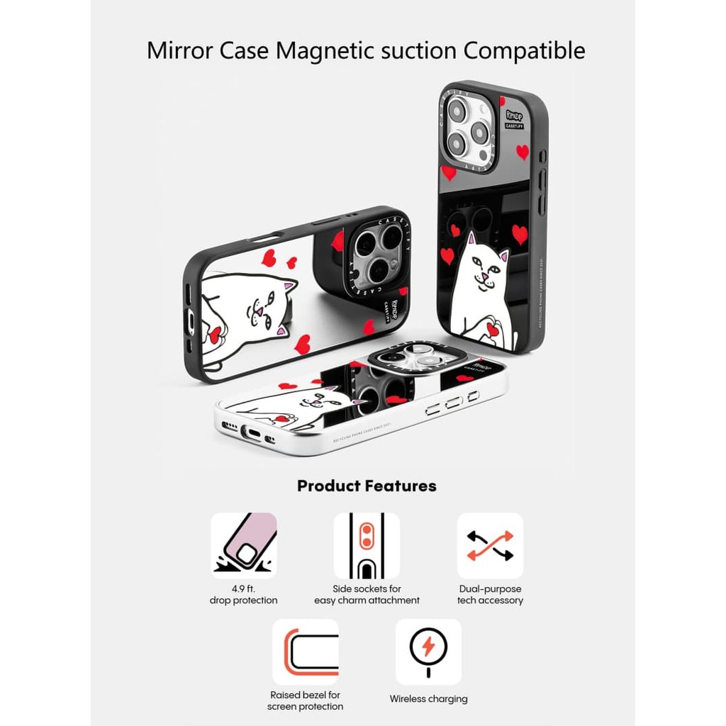 Casetify X RIPNDIP Nermal Loves Case แม่เหล็กดูด Black & Sliver Mirror ...
