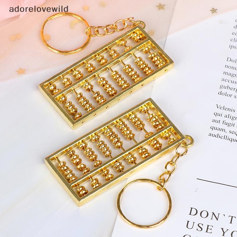 Adorelovewild เครื่องมือรองรับจีนสีทอง 8 แถว Abacus Keychain แหวนพวง ...