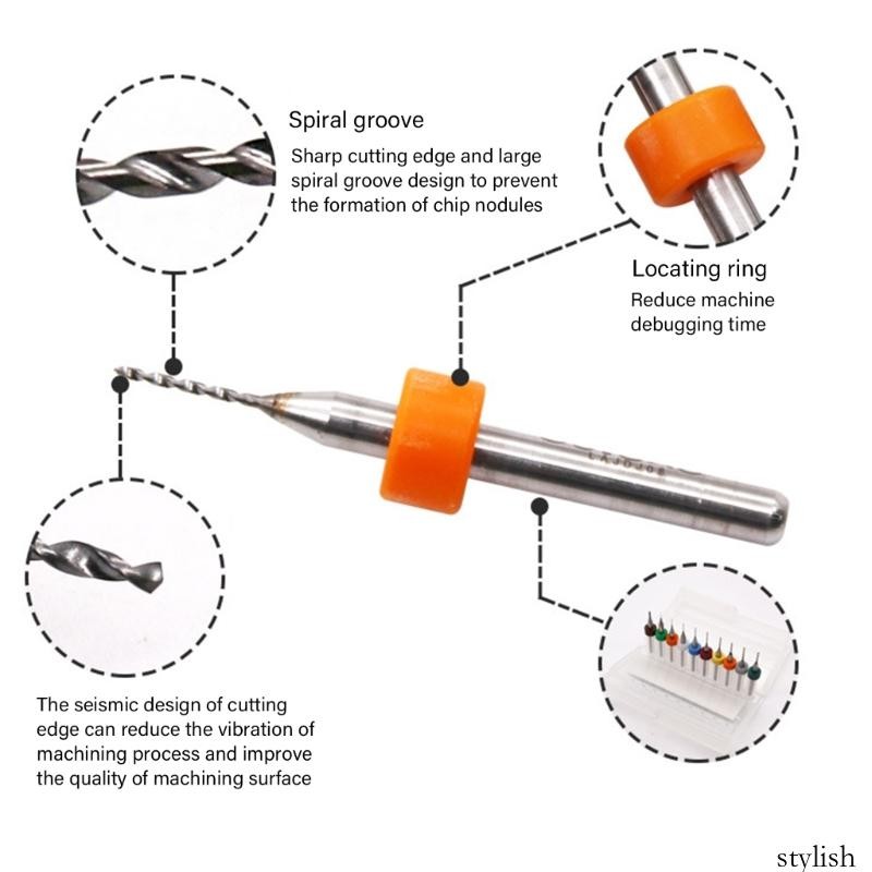 Stylish 10 ชิ้น Miniature เจาะชุดเครื่องมือสําหรับ PCB Router Bits แผง ...