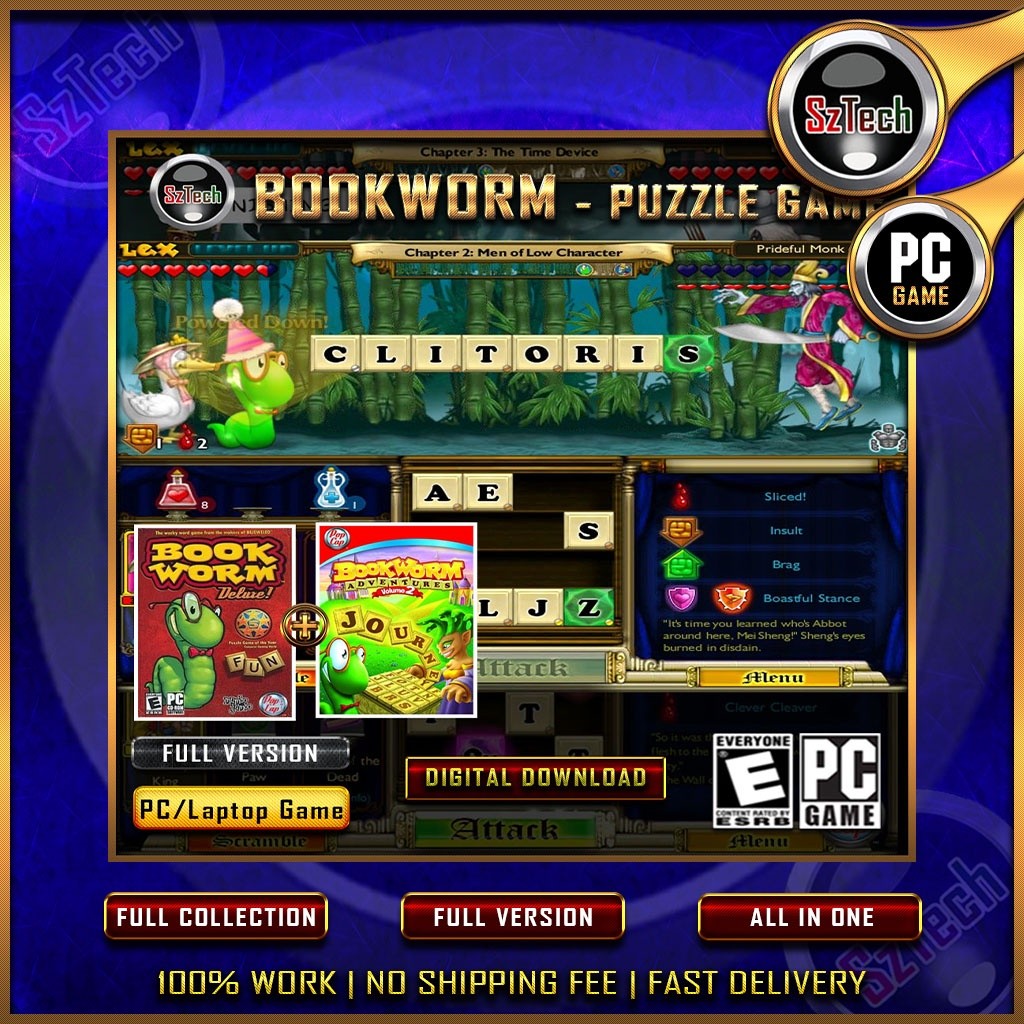 Bookworm 1 & 2 [PC GAME] 🔥DIGITAL DOWNLOAD🔥Nostalgia Games🔥Classic Games🔥Cheap & Fast Service🔥 ...