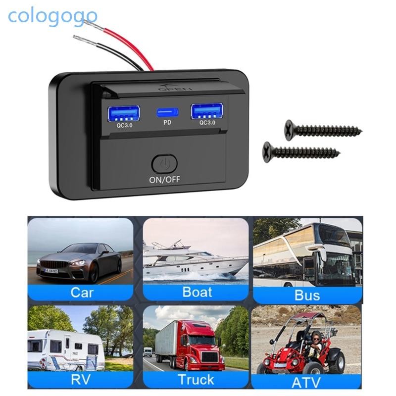 COLO Car Charger Adapter แท่นชาร์จพร้อม QC3 คู่ 0 USB PD3 0 Type C ...