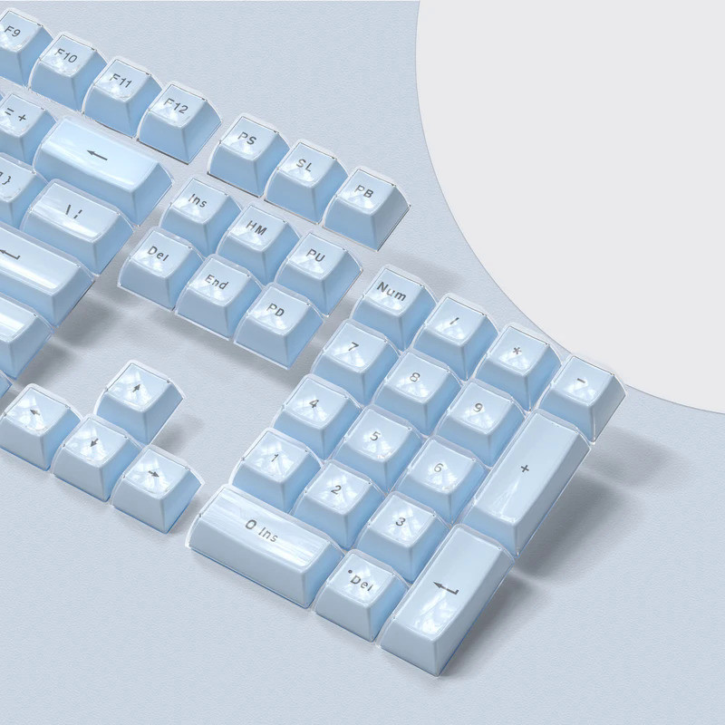 113 Key Blue Jelly Top Print OEM Profile Keycap Ice Crystal Translucent ...
