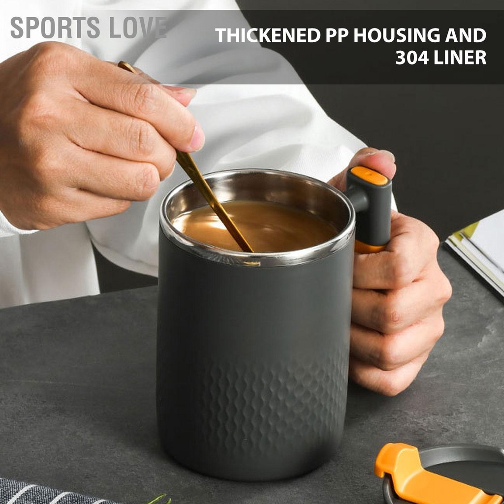 Sports Love Insulated Coffee Mug 450ml 304 Stainless Steel Thermal Vacuum Cup with Handle and ...