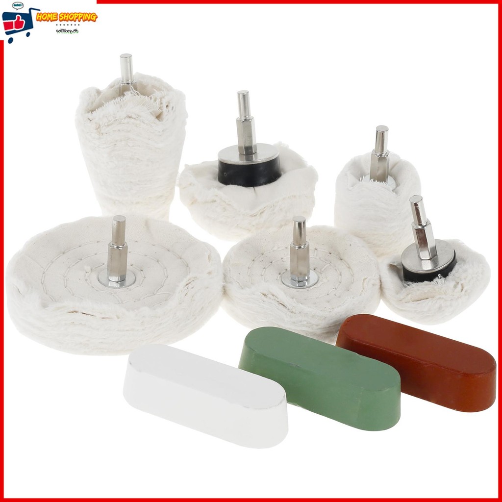 9 ชิ้นเจาะขัดล้อ 3 ขัด Compounds Reusable เจาะ Buffing ล้อ Assortment ...