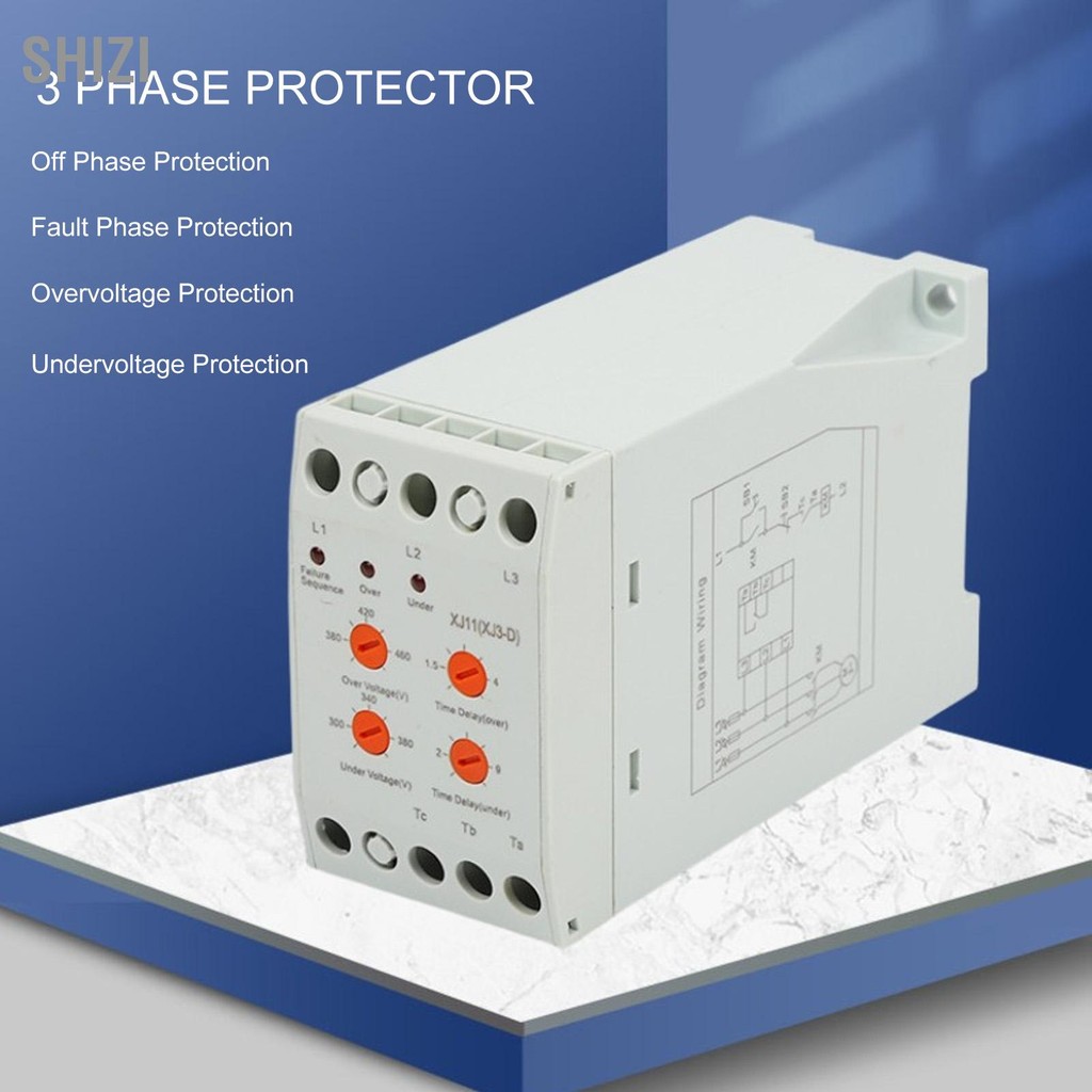 ShiZi 3 Phase Protector Failure and Sequence Monitoring Relay Under Over Voltage Protection ...